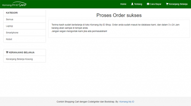 » Membuat Shopping Cart dengan CodeIgniter dan Bootstrap